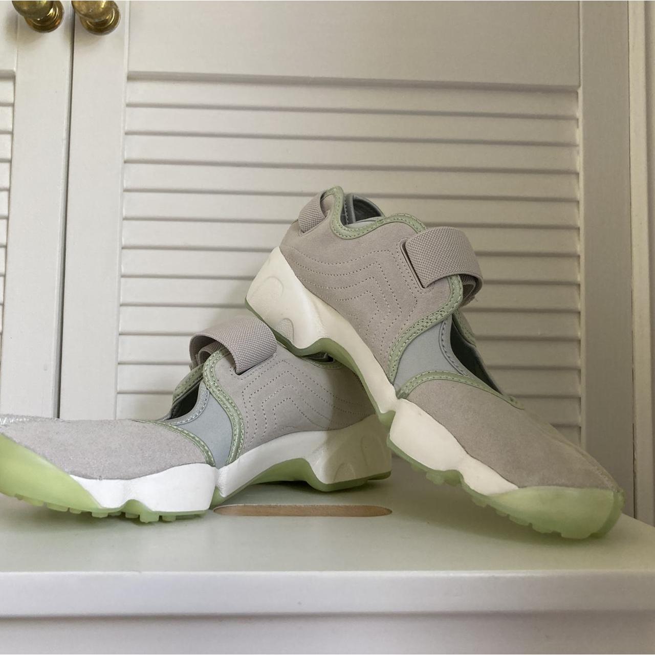 Nike air rift stone and lime green white sole tabi... - Depop