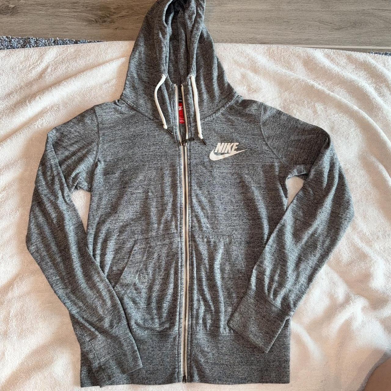 Medium grey NIKE zip up hoodie - Depop