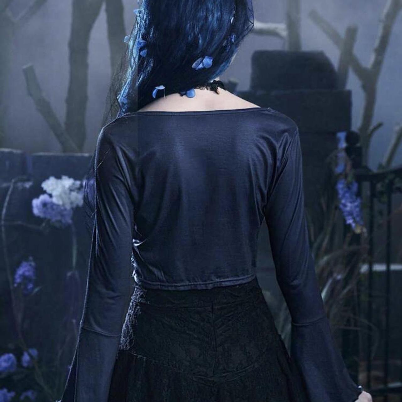 Corpse Bride long sleeve crop top from Romwe. Worn... - Depop