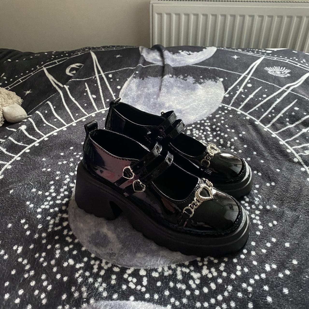 Mary Jane shoes from Romwe with silver details. Worn... - Depop