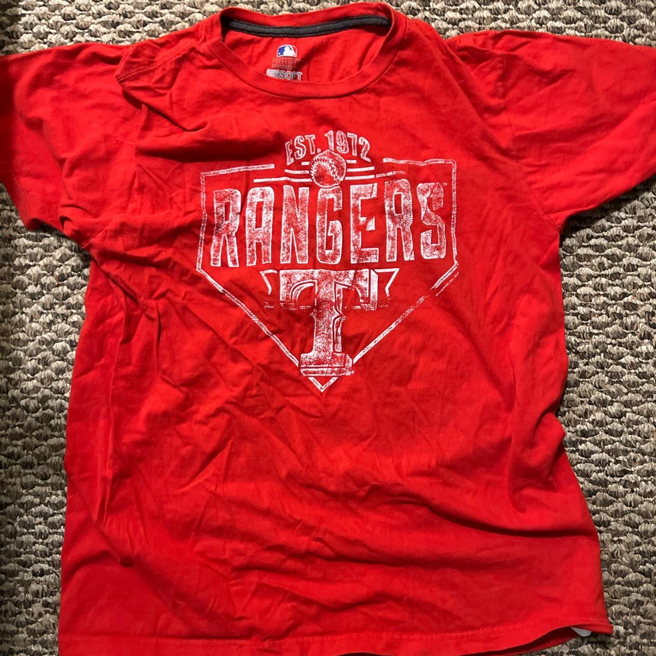 Red Texas rangers shirt fits small size L - Depop