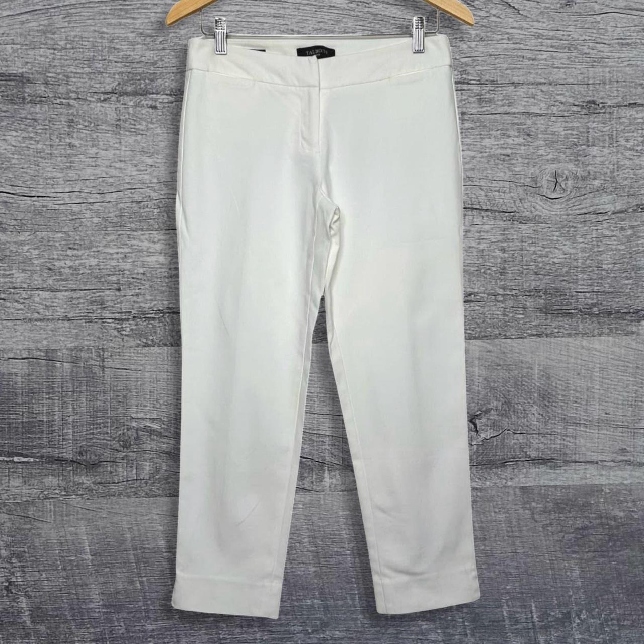 Talbots Slim Ankle Cropped White Pant Low Rise... - Depop