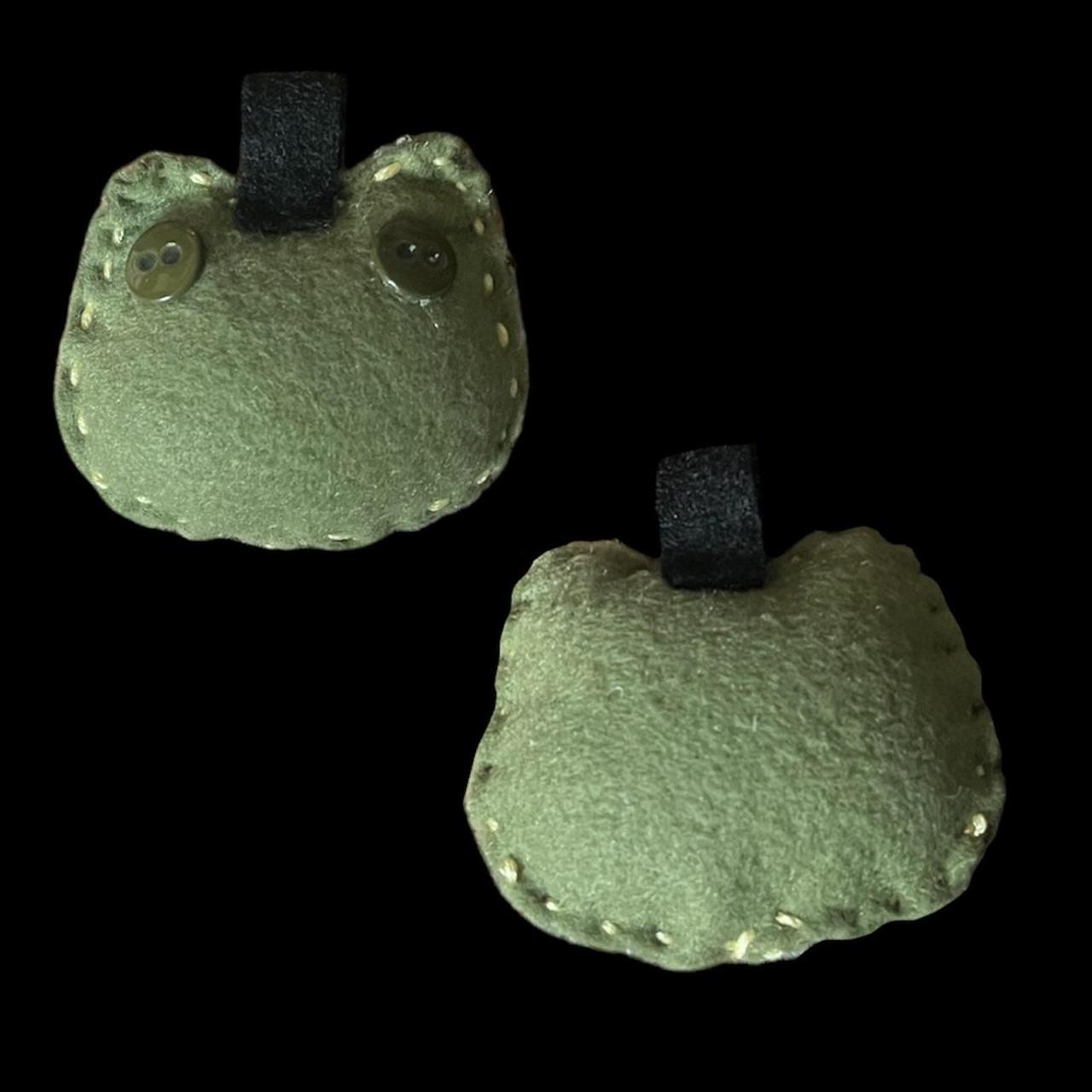 Handmade green frog plush keychain, made from felt... - Depop