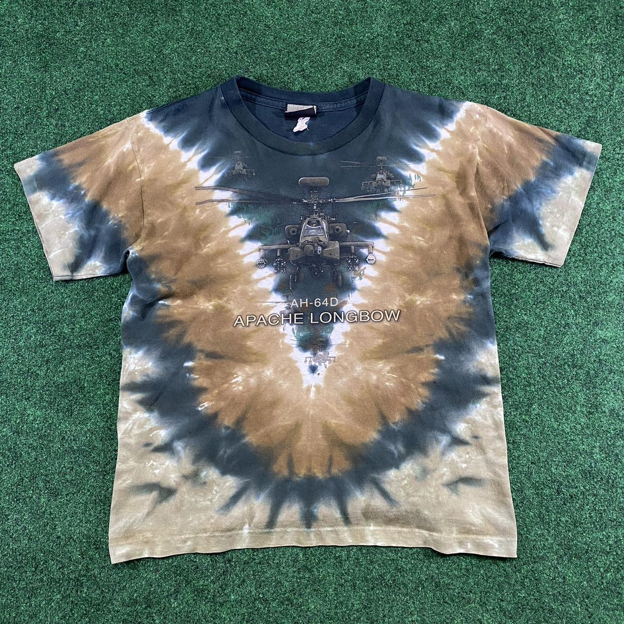 Vintage 90s Liquid Blue Apache Longbow tie dye... - Depop