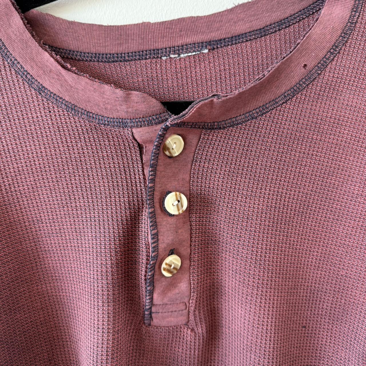 Vintage maroon distressed thermal #90s... | Depop