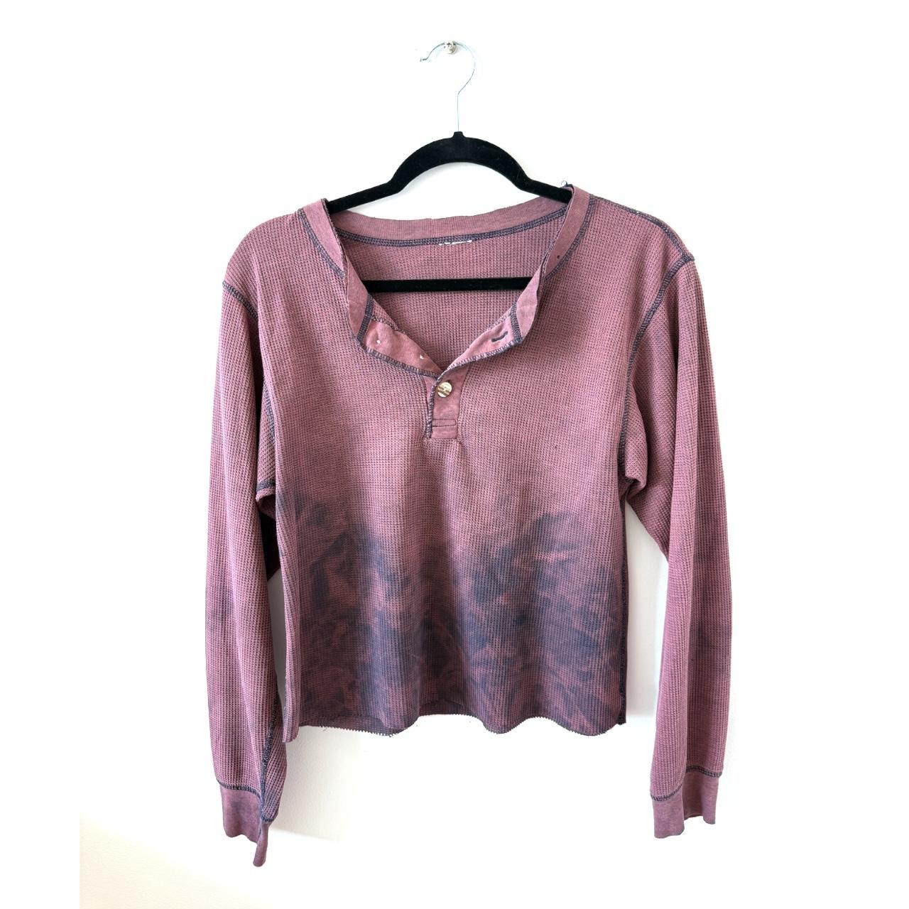 Vintage maroon distressed thermal #90s... | Depop