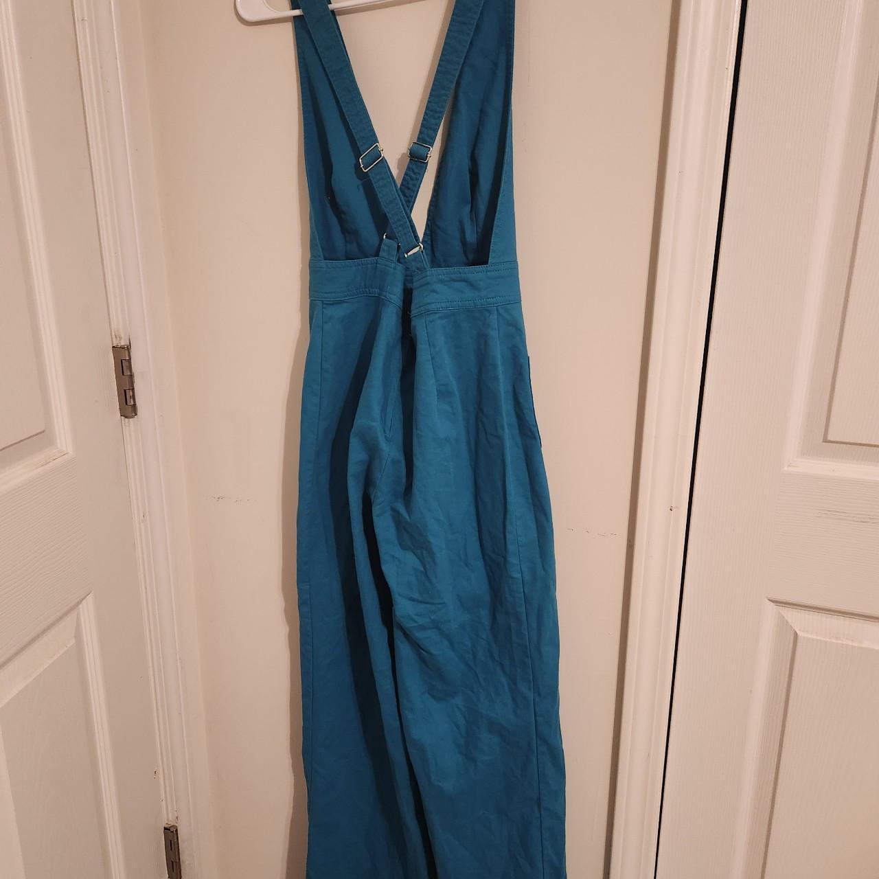 Sincerely Jules Blue Deep Plunge Pants Jumpsuit.... | Depop