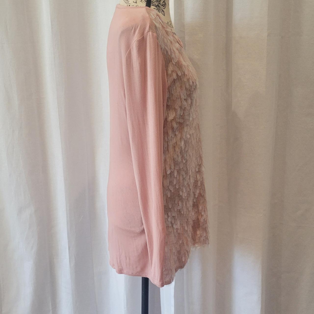 Reba brand baby pink sequin lightweight scoop neck... - Depop