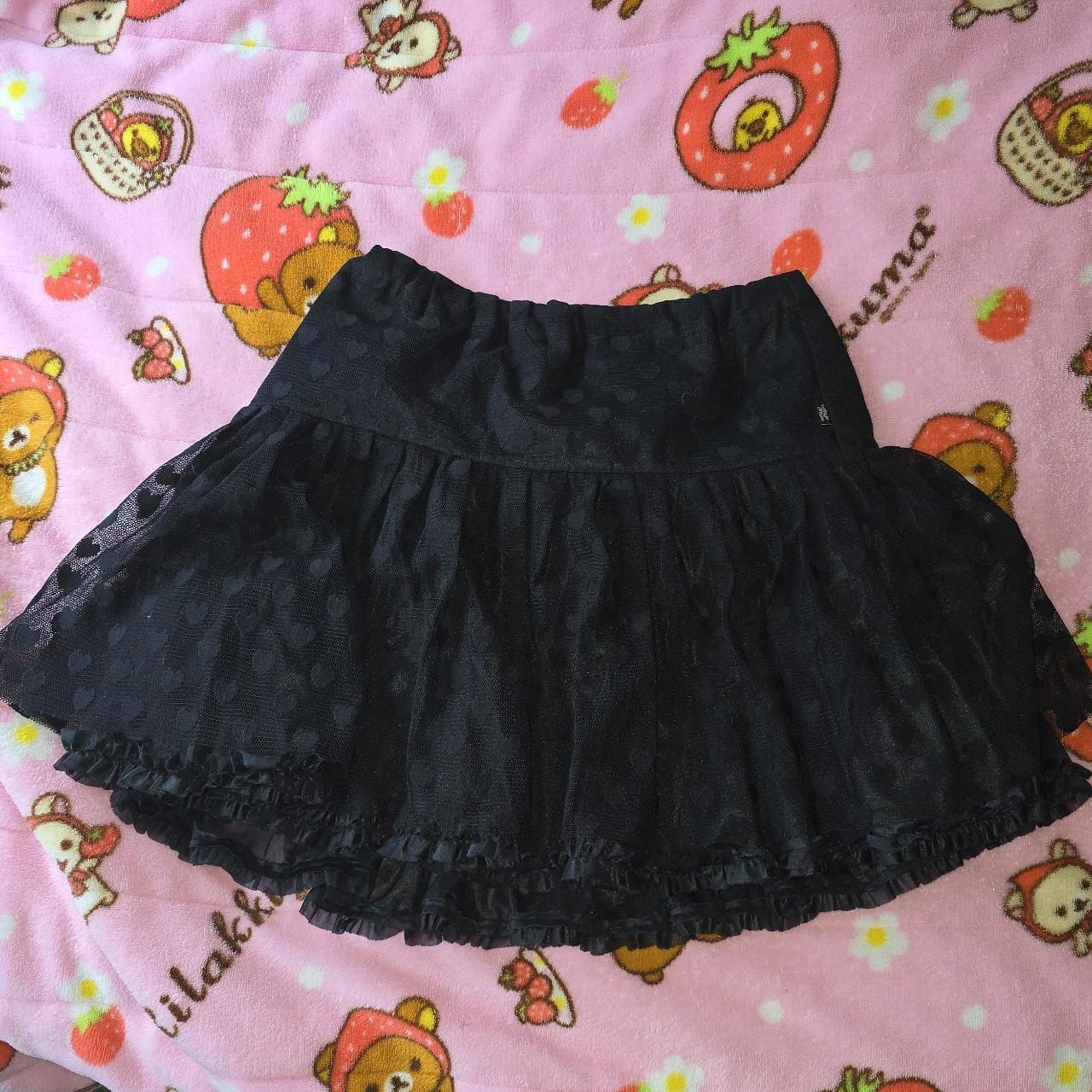 🎶 mezzo piano Black tulle heart pattern lace-trimmed... | Depop