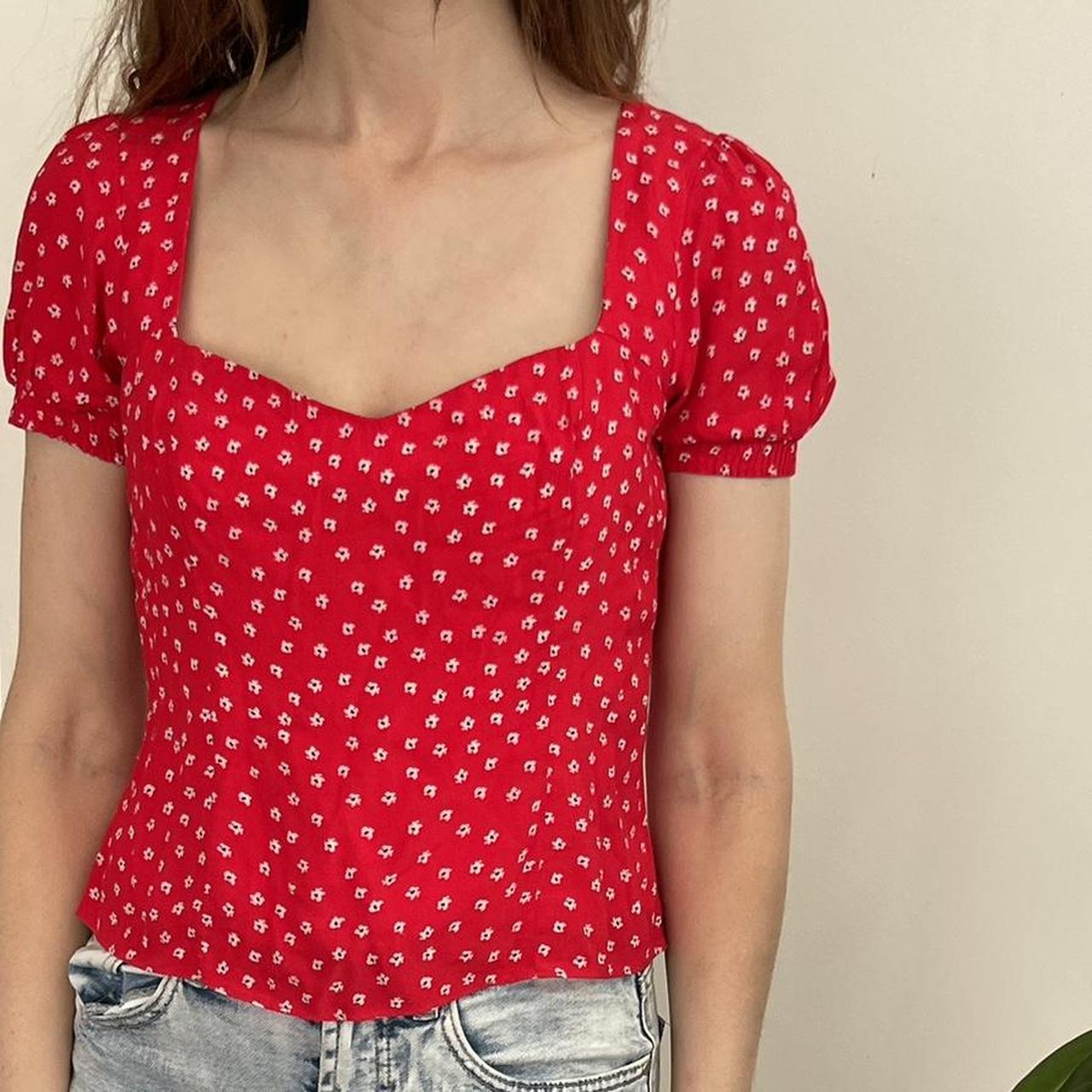 KOOKAI Bright Red Top Size 38 Main 100% Viscose... - Depop