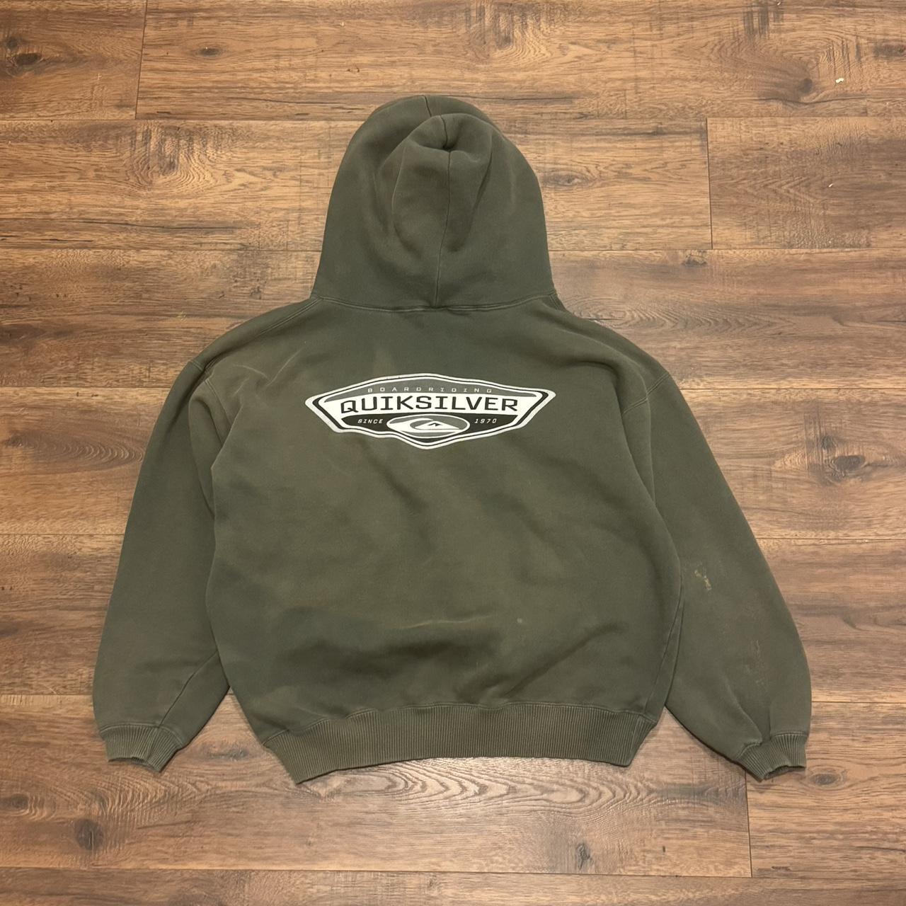 Vintage Quicksilver Hoodie + Moss green surf... - Depop
