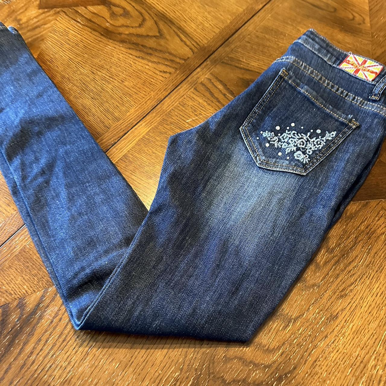 Ladies jeweled & distressed jeans Never worn 30x32 - Depop