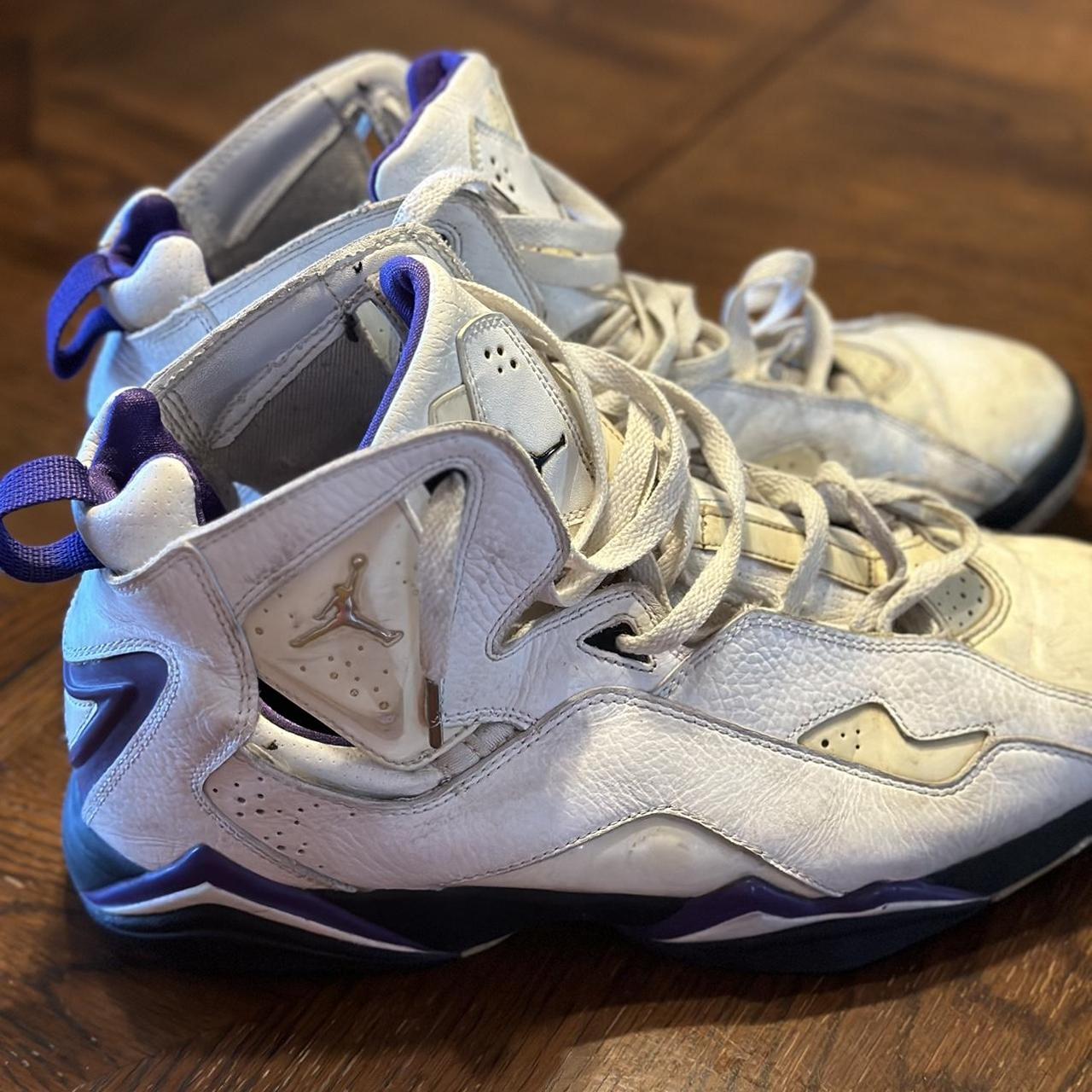 Nike Air Jordan's True Flight White/Purple Black... - Depop