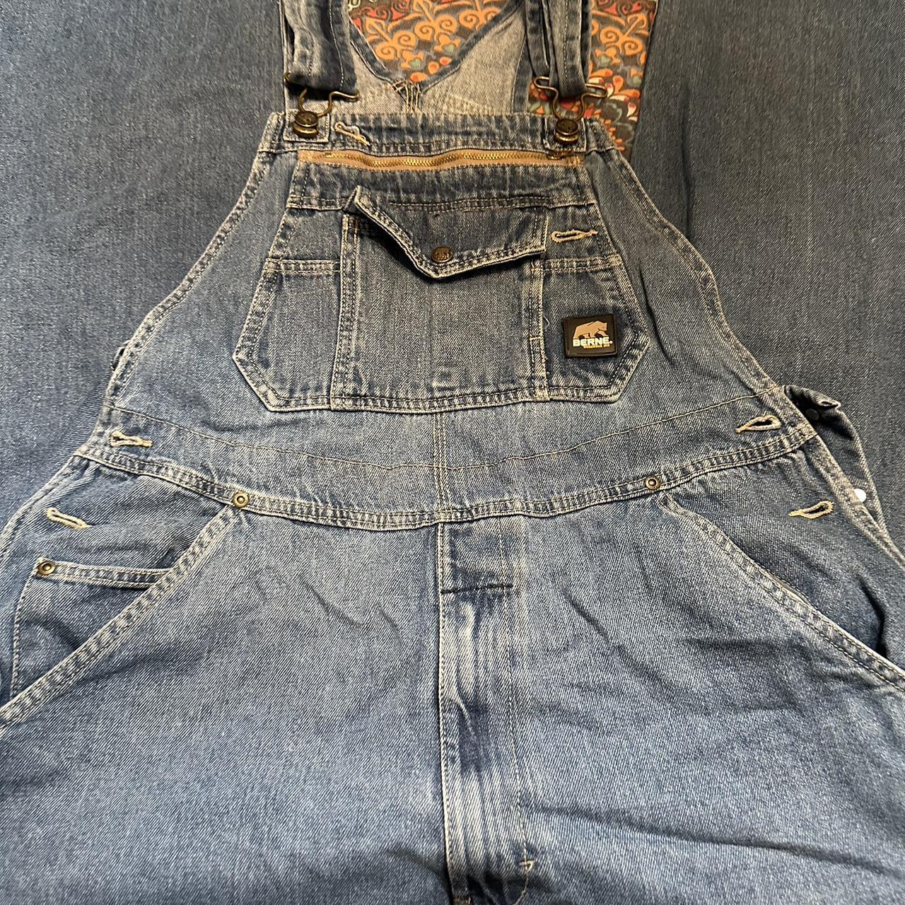 Vintage boho wide leg denim big overalls-... - Depop