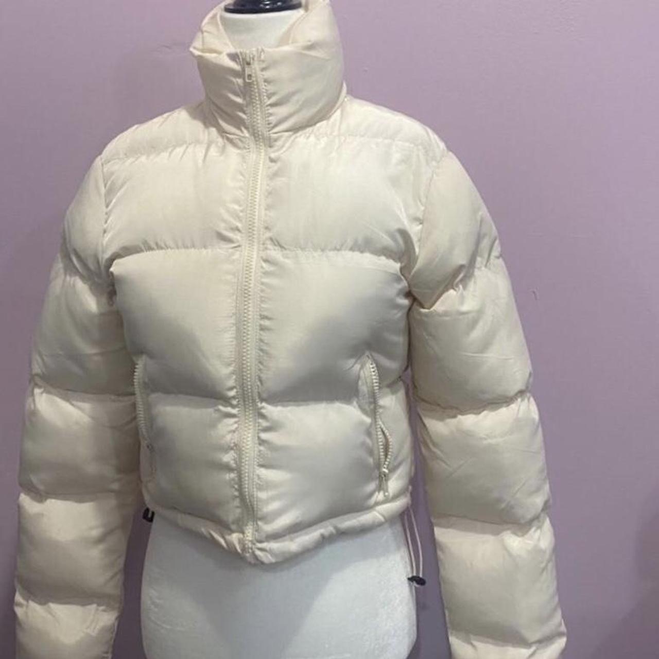 Cream Cropped Puffer Jacket never worn From Ali... - Depop