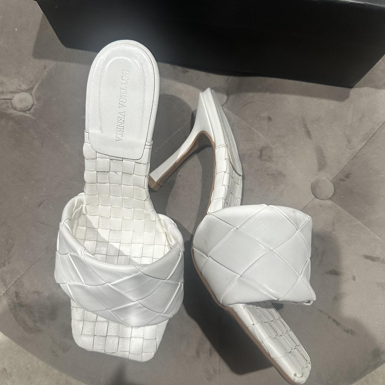 White Bottega Venetta sandals - Depop