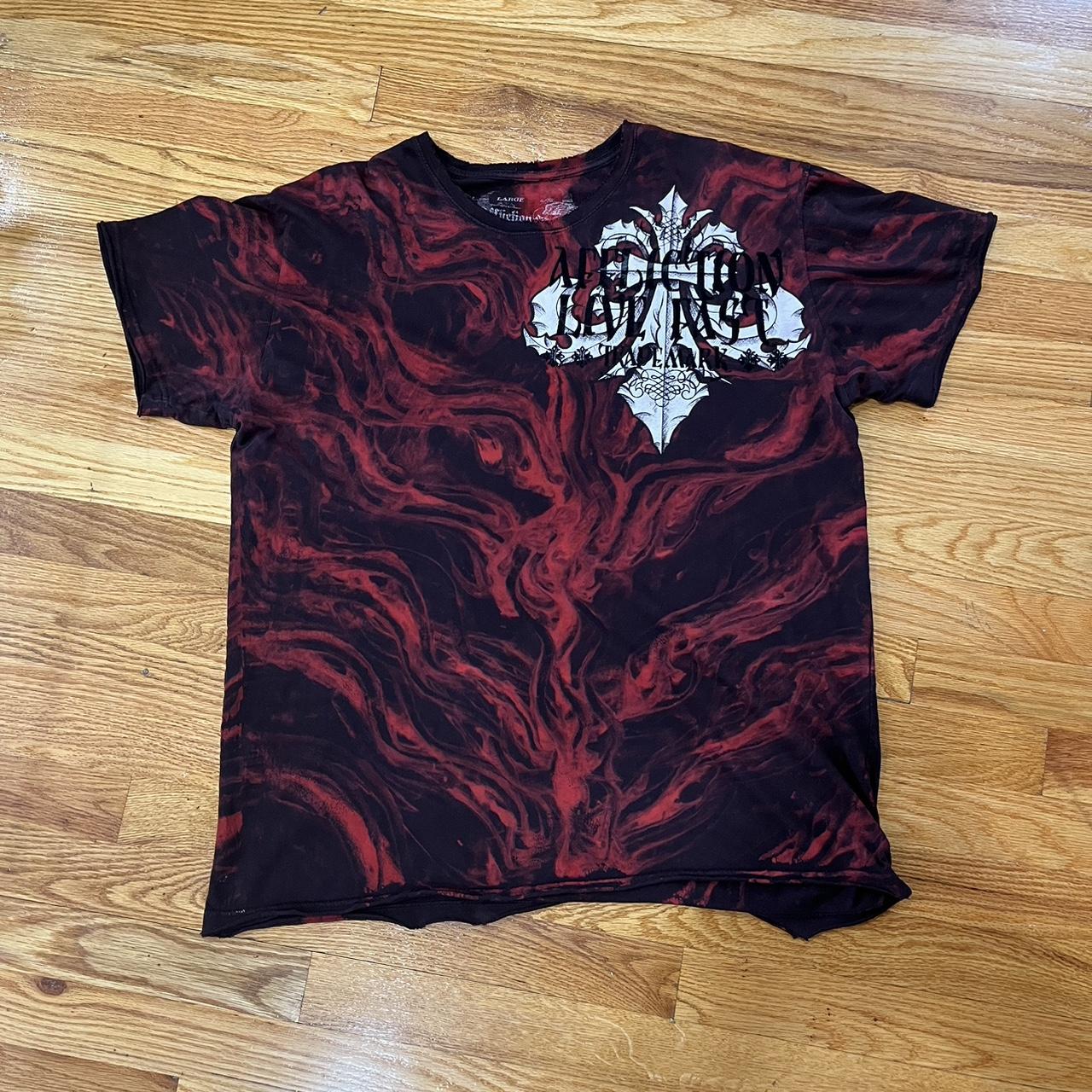 Affliction Red Shirt Great Condition - Depop