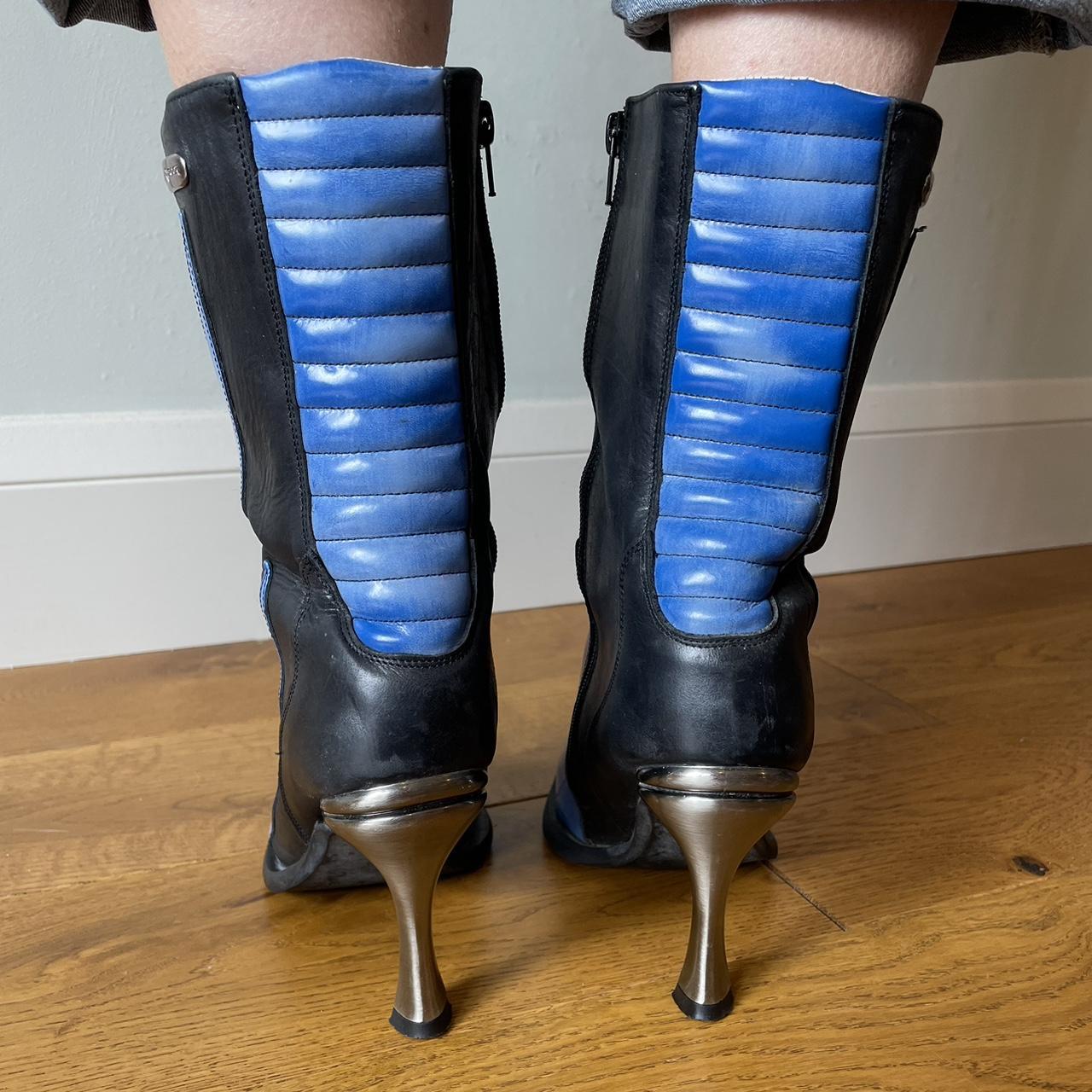 New rock boots Vintage New rock blue flame biker... - Depop