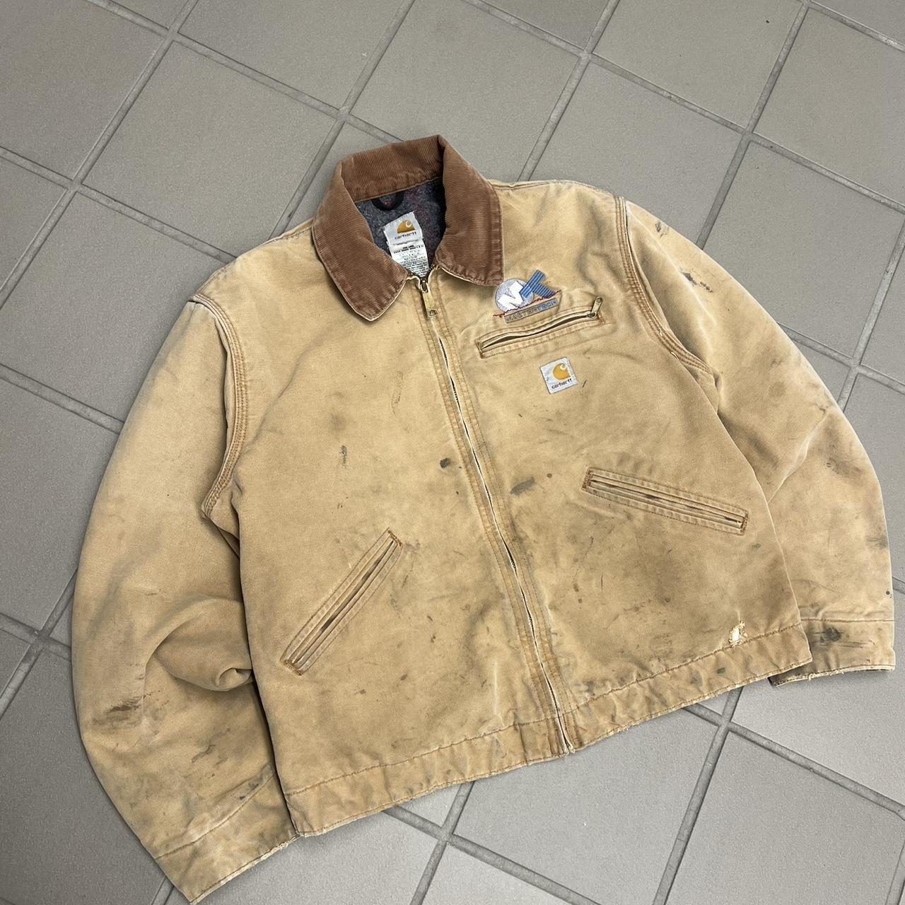 Vintage Carhartt Detroit Distressed J01 BRN Jacket... | Depop