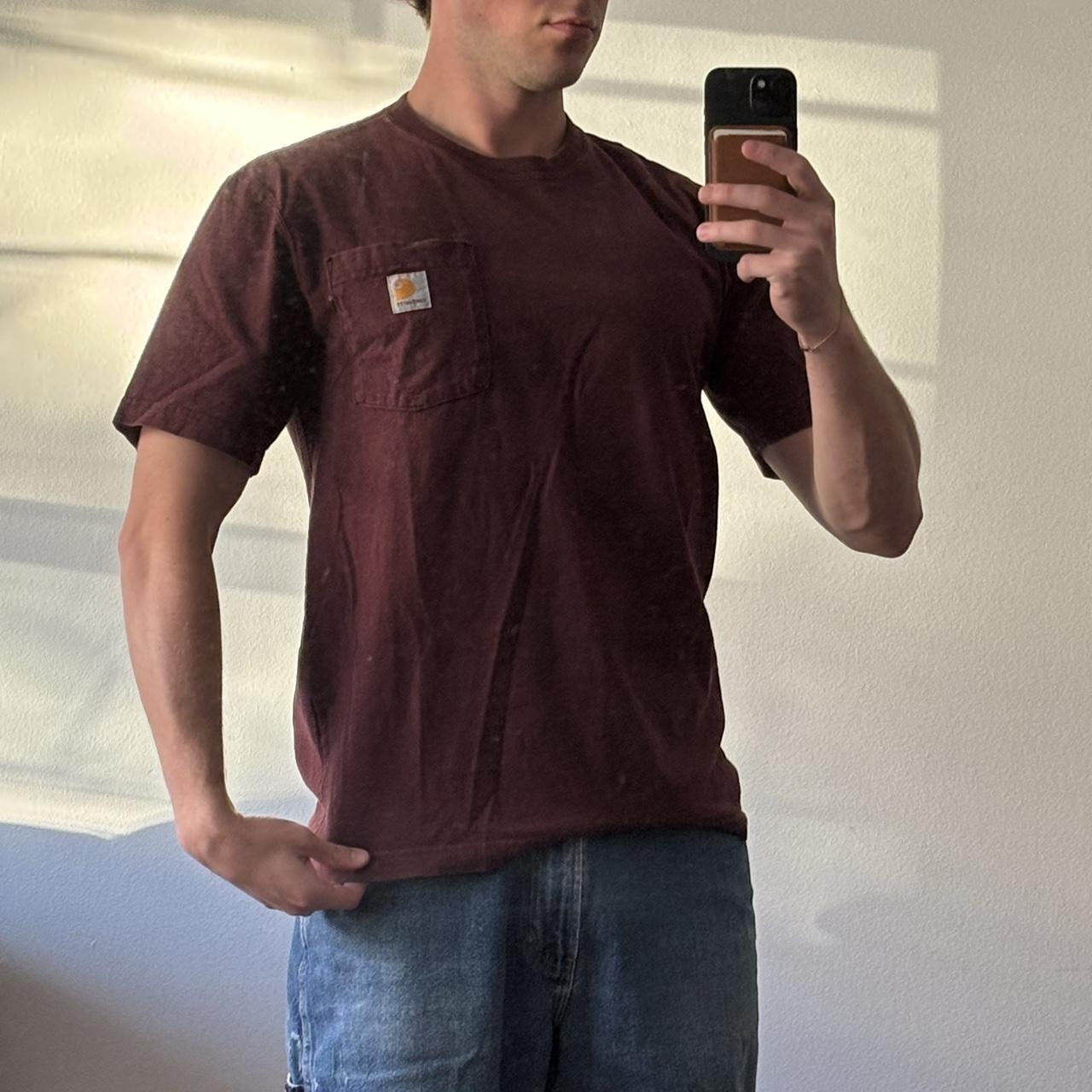 Burgundy Carhartt Pocket Tee – Size S A versatile... | Depop