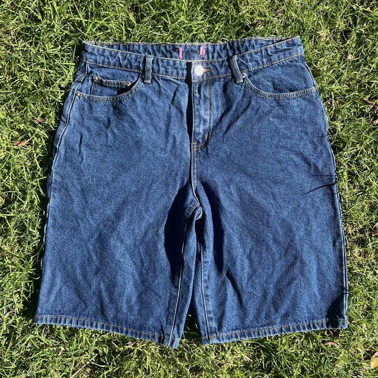 Edikted 90’s blue jean shorts/jorts extra long and... | Depop