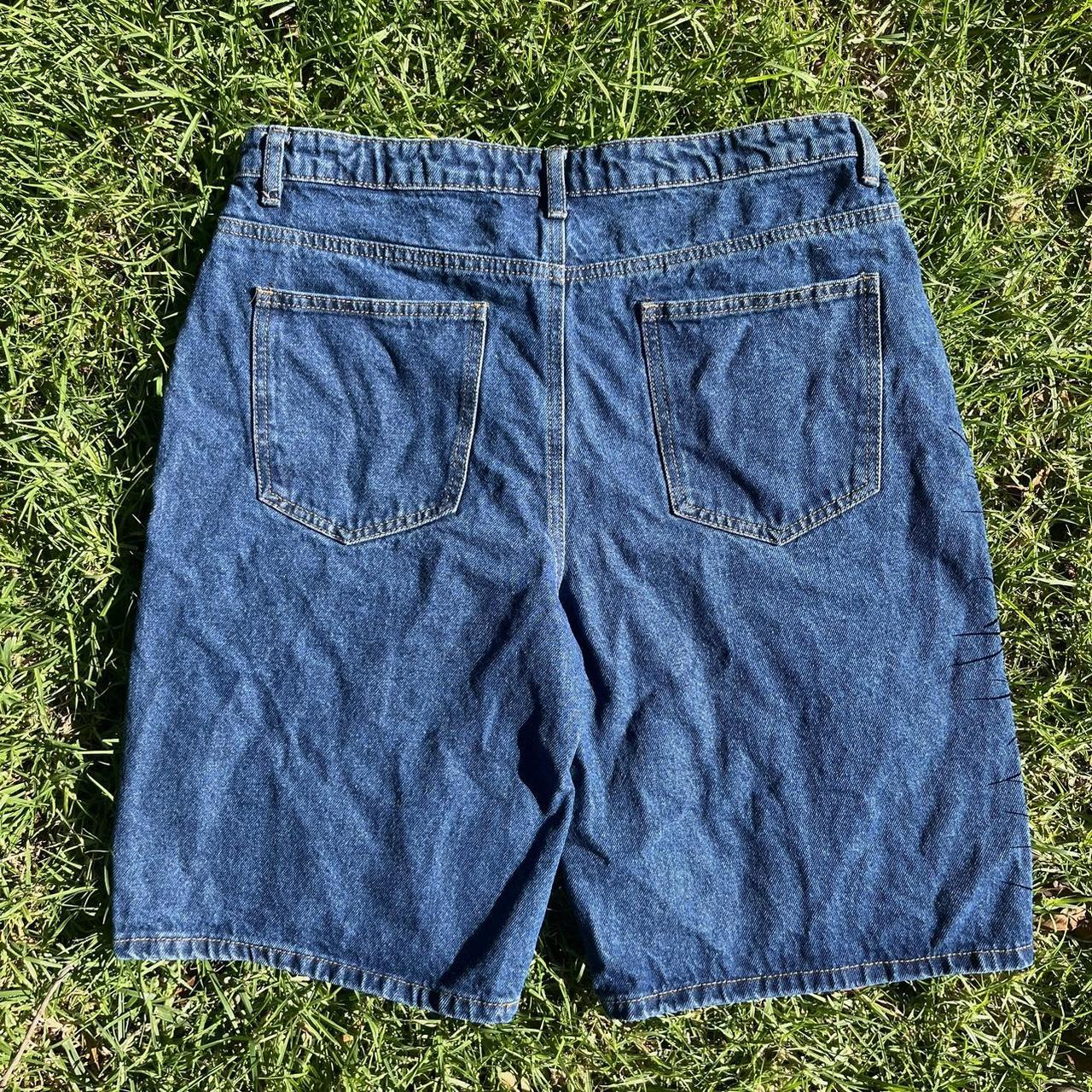 Edikted 90’s blue jean shorts/jorts extra long and... | Depop