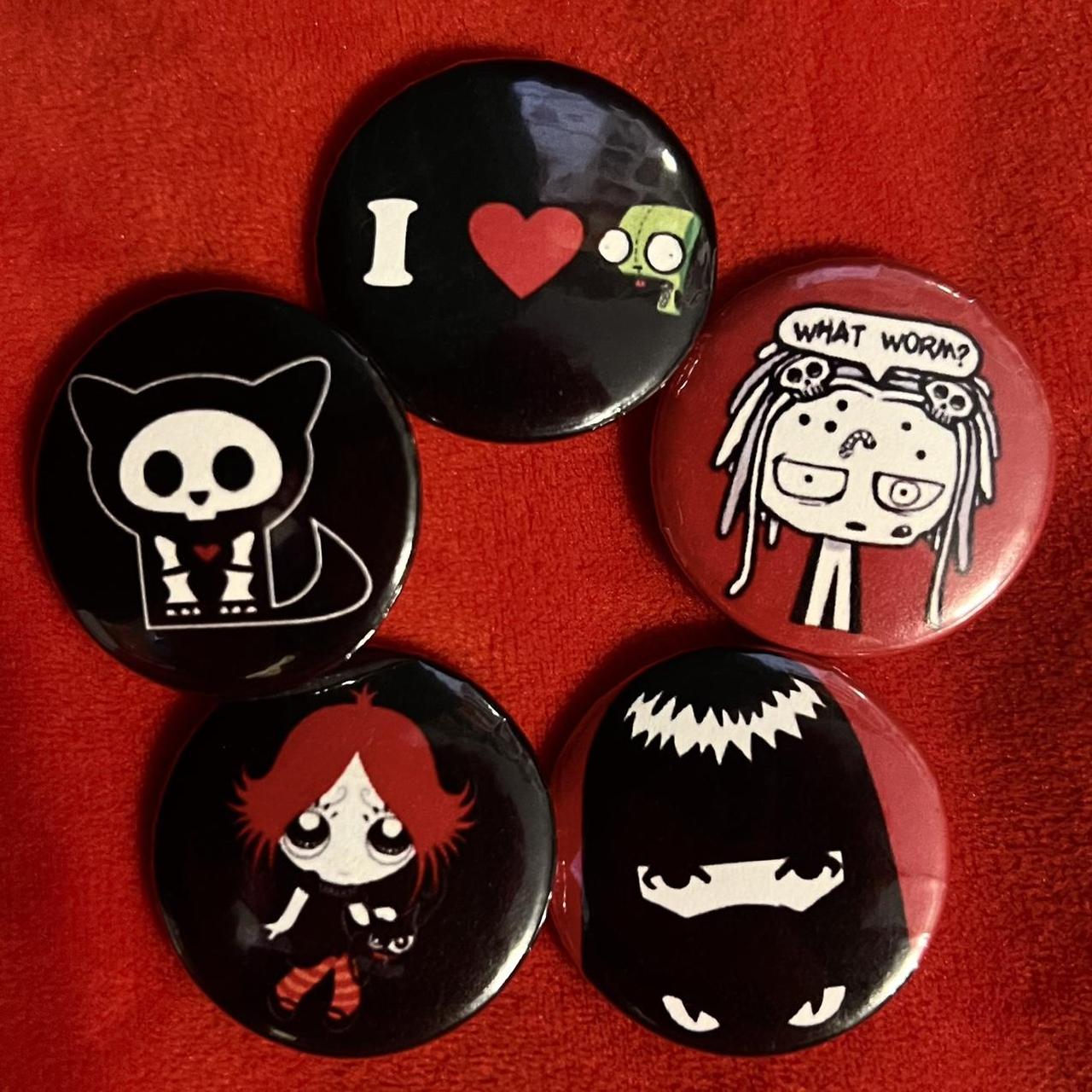 ★Goth-emo cartoons pin set! (5 PINS! NOT JUST ONE)★ ... - Depop