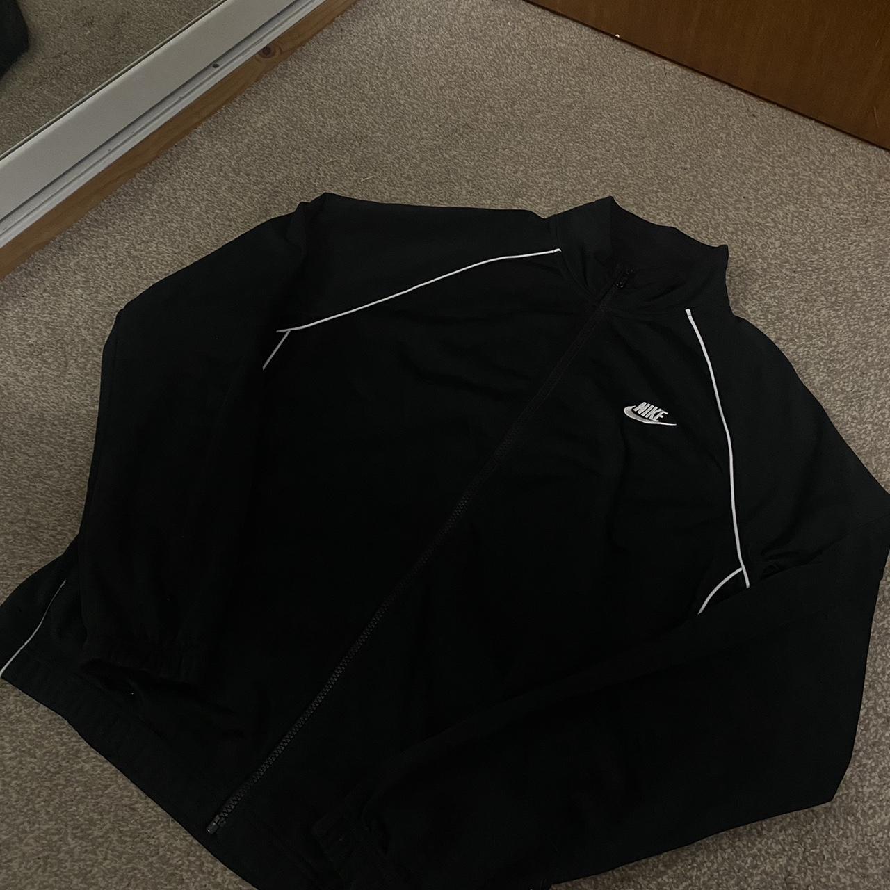 nike black tracksuit top -hardly ever worn - very... - Depop