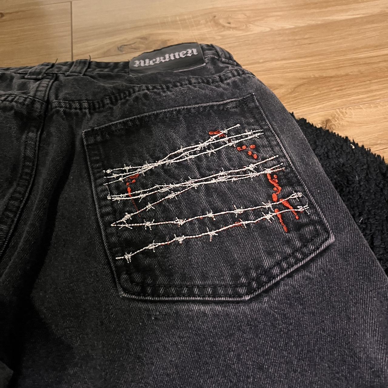 Nickitten Skater baggy Black Double Knee Jeans Size... - Depop