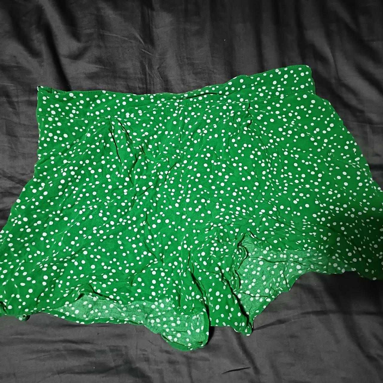 Vivid green spotted shorts perfect for the beach and... - Depop