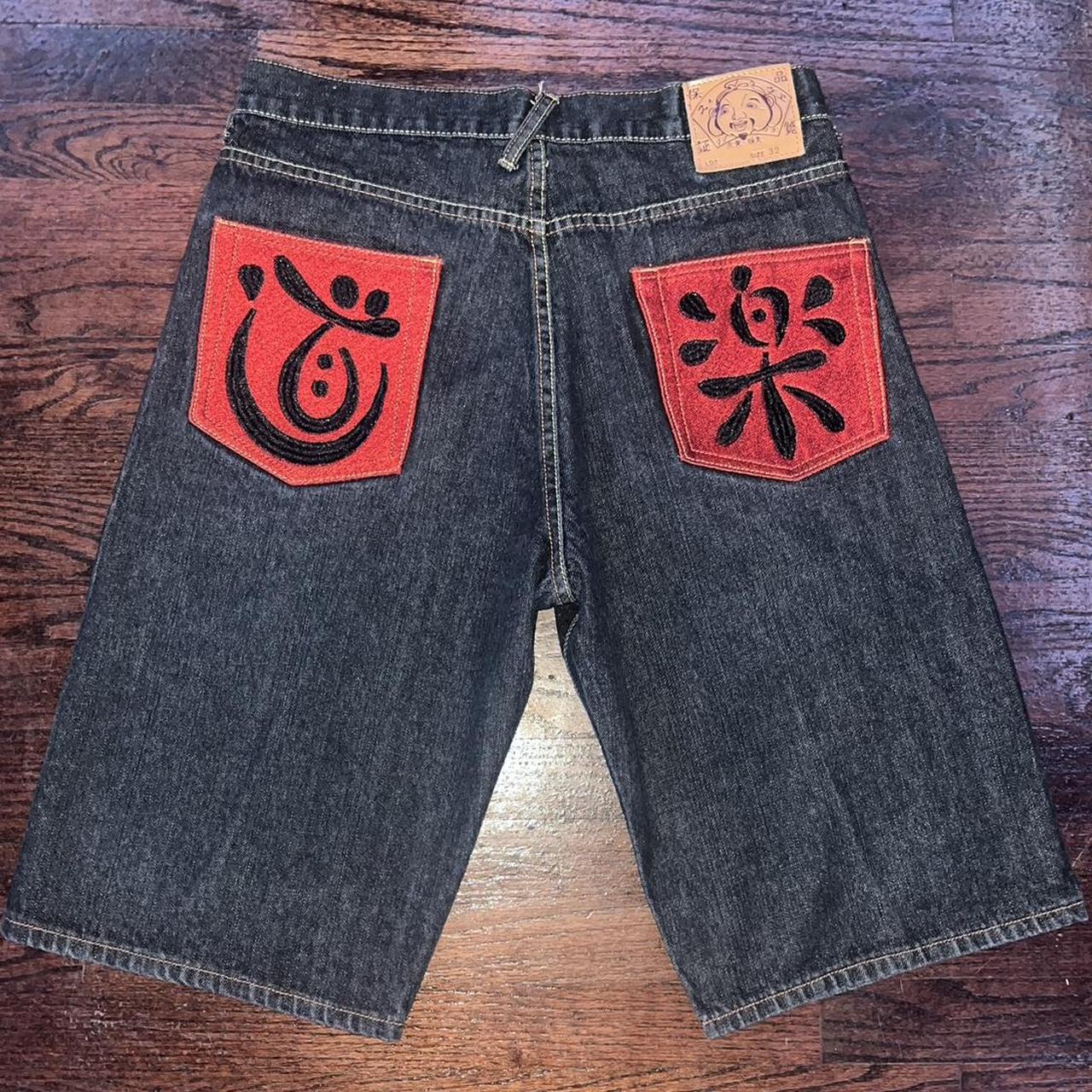 Evisu Men's Red Shorts | Depop