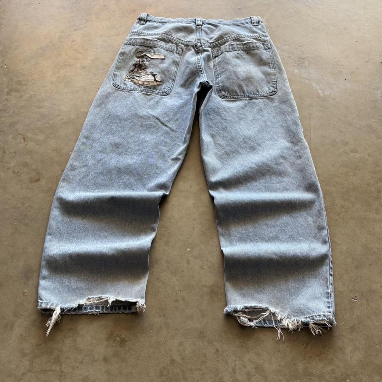 Vintage Y2K Baggy Back Pocket Embroidery Jnco Style... | Depop
