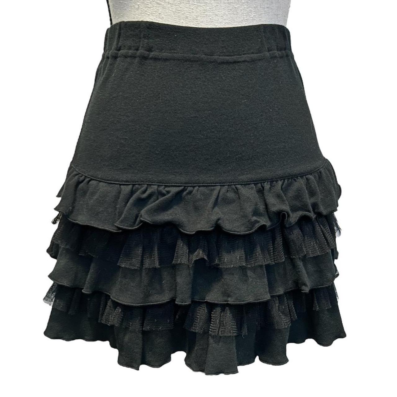 « mezzo piano black ruffle skirt » color : black... - Depop