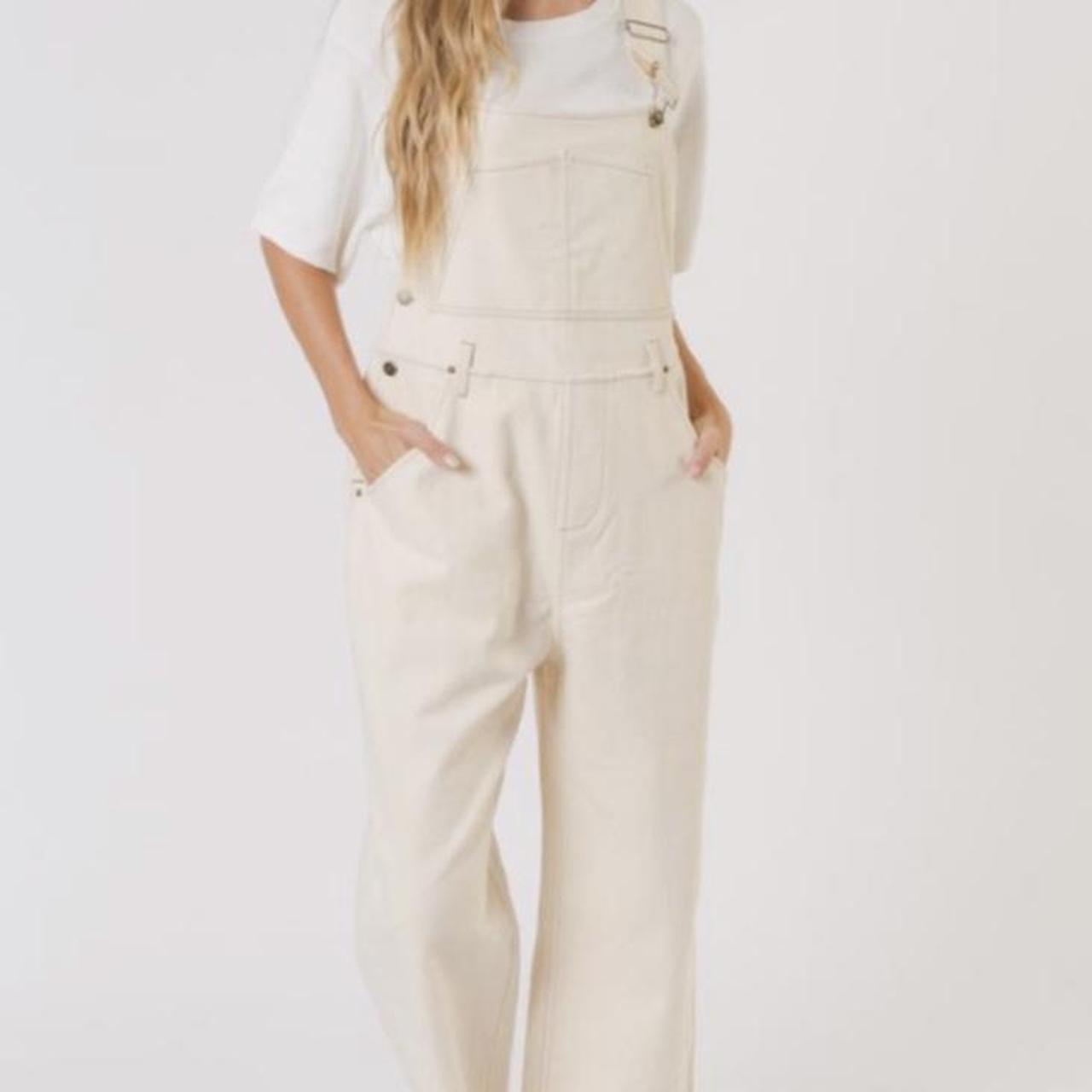 Cream Denim Overalls - The Lullaby Club Never... - Depop