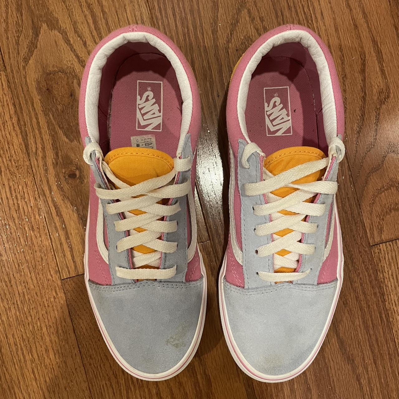 Vans Women's Pink and Blue Trainers | Depop