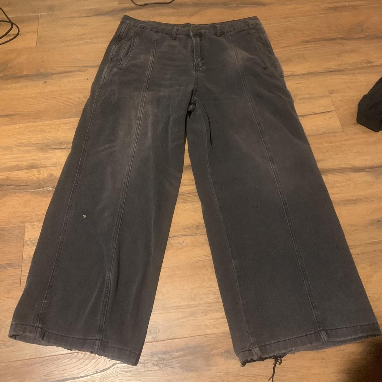Black wide leg jnco type jeans 12” opening inseam... | Depop