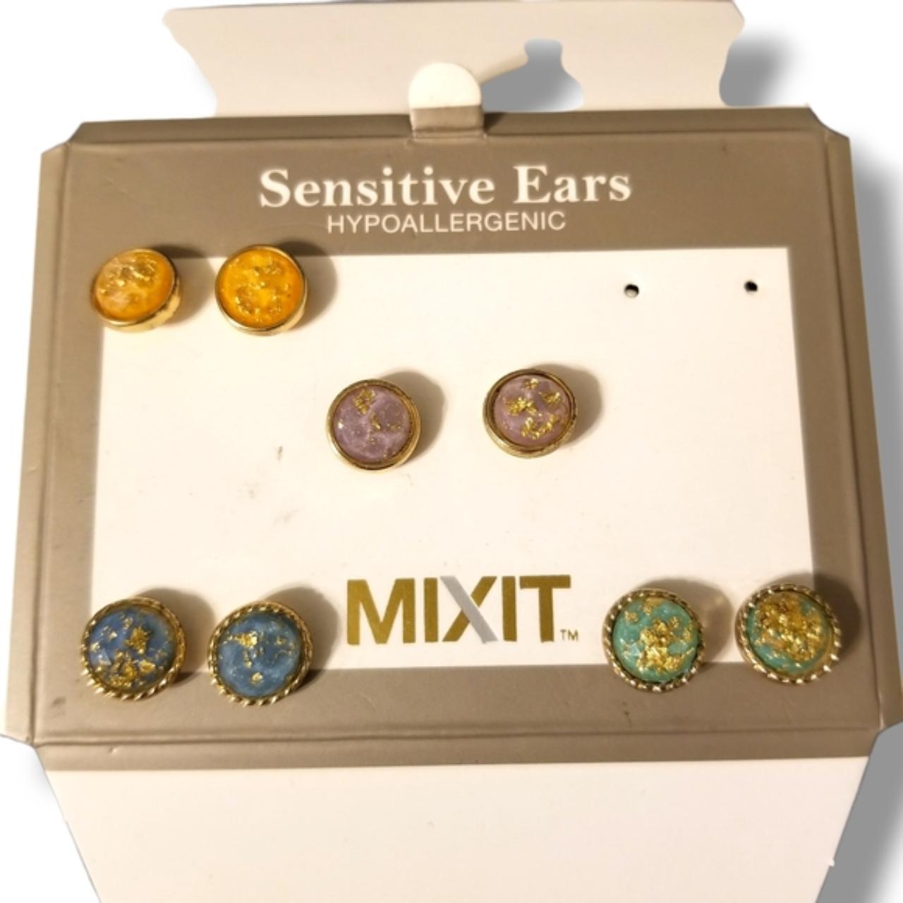 4 Pairs of MixIt Multicolored Gold Tone Earrings -... - Depop