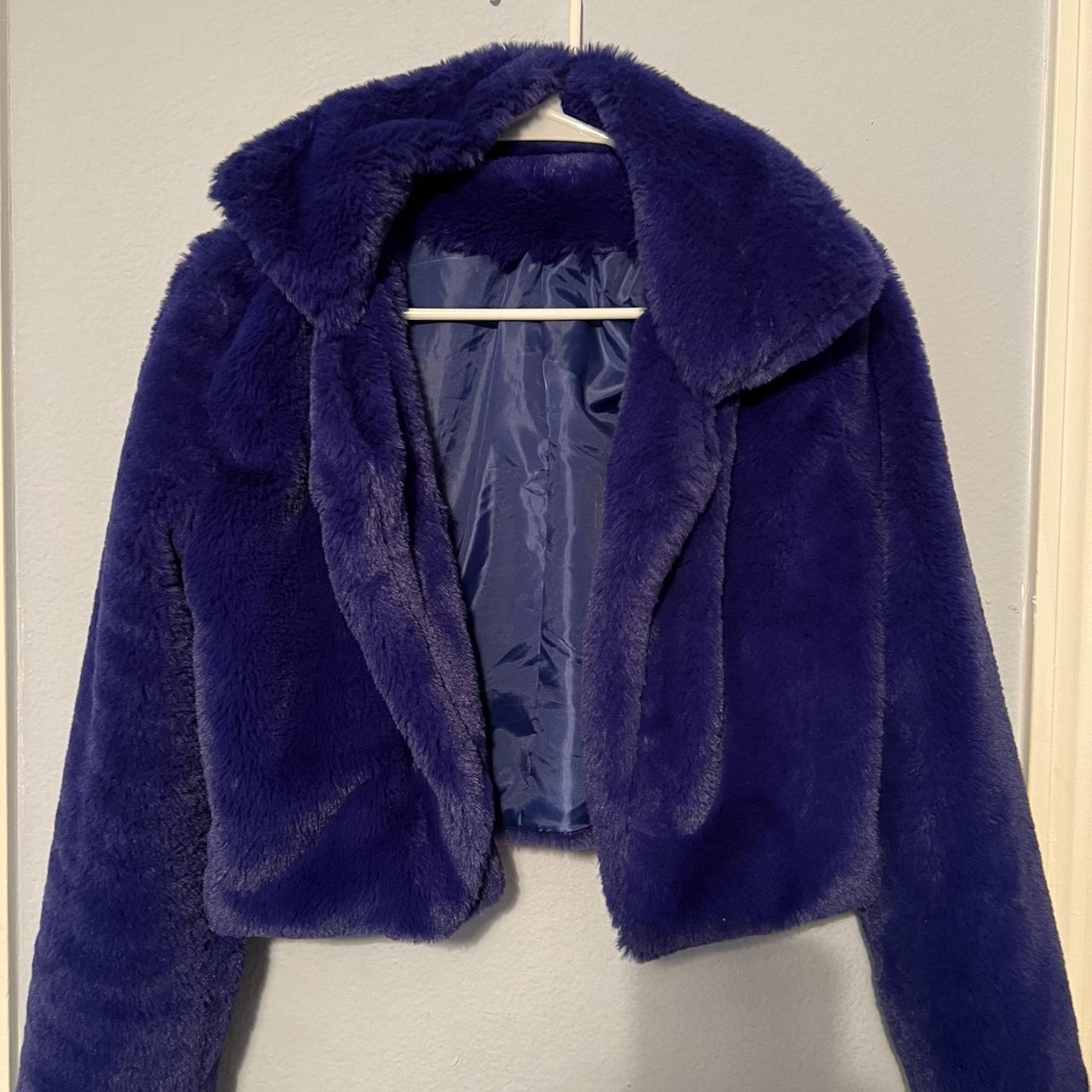 Small indigo fur coat. - Depop