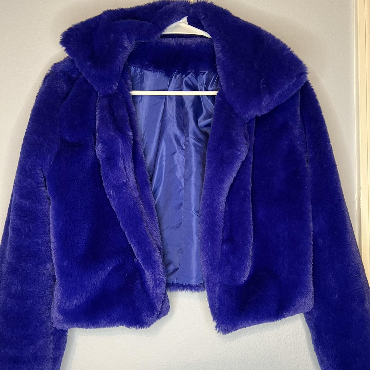 Small indigo fur coat. - Depop