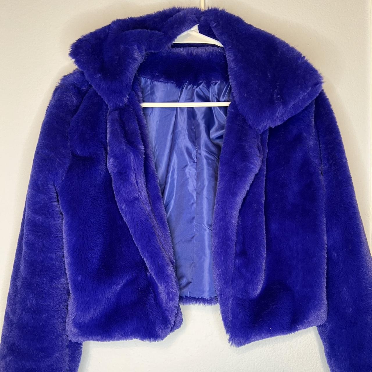 Small indigo fur coat. - Depop