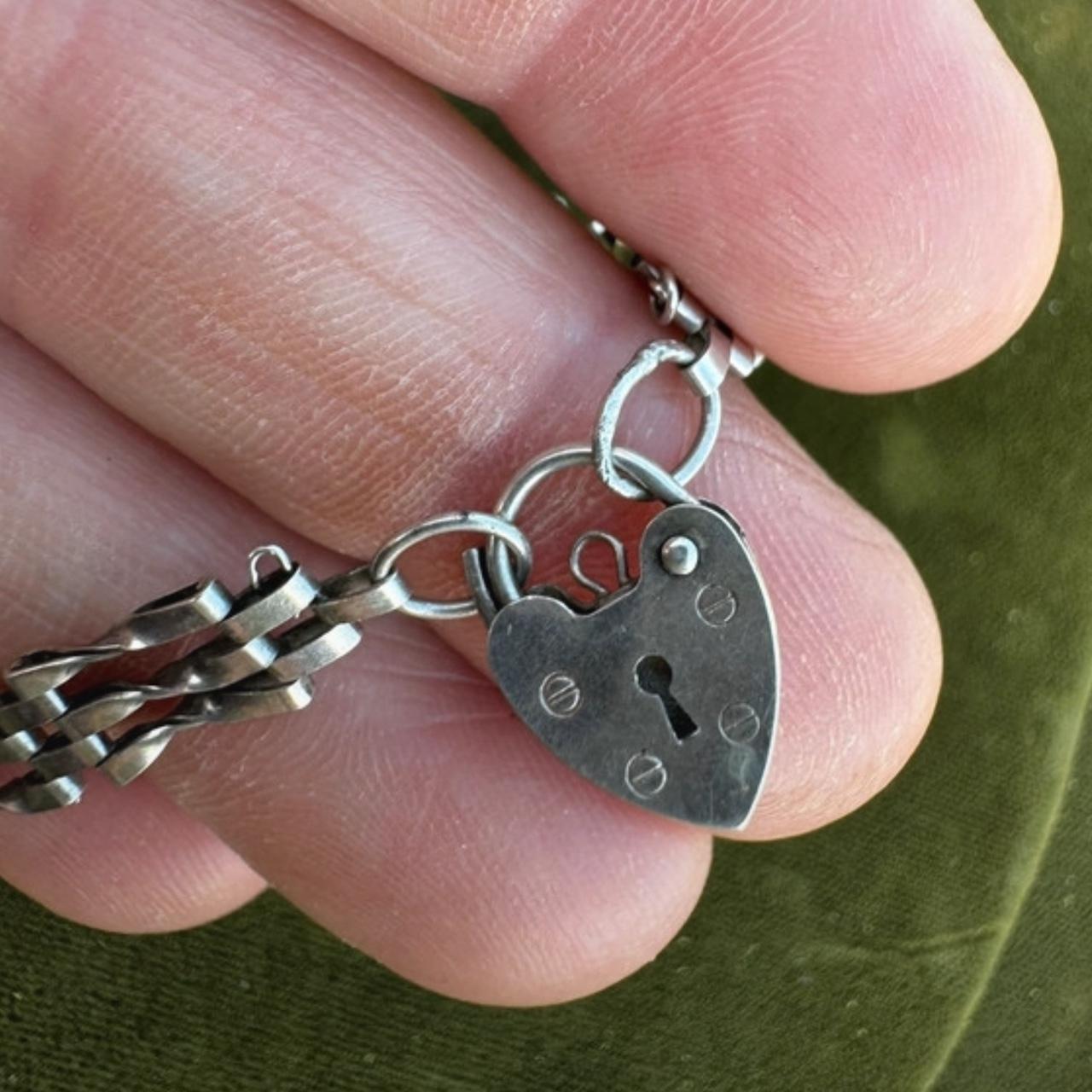 Beautiful vintage sterling silver lock bracelet... - Depop
