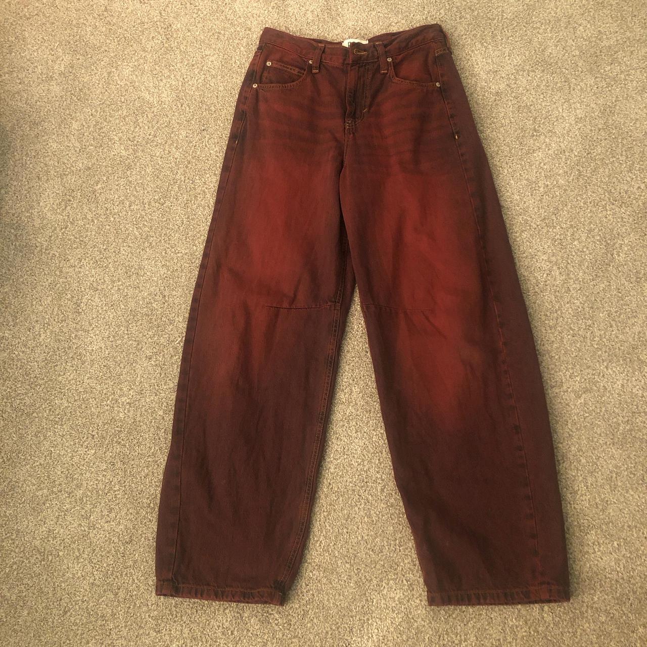 BDG red acid washed pants. Worn a handful of times,... - Depop
