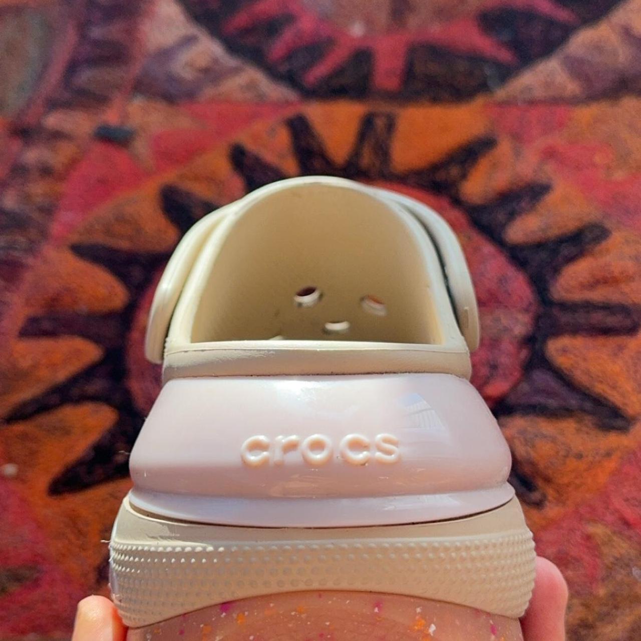 platform crocs in tan/pink - Depop