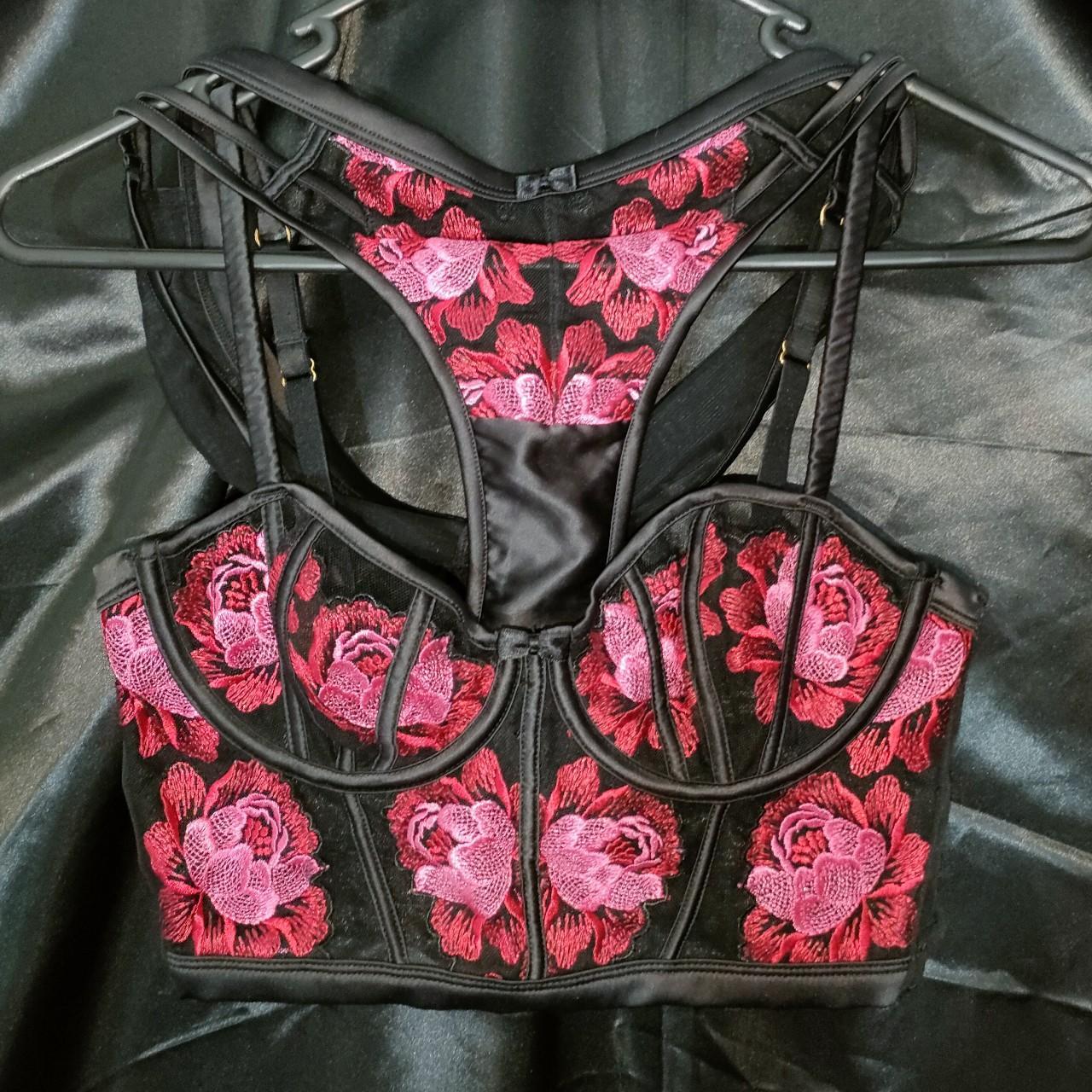 Bras n things Rose embroidered longline bra set.... - Depop