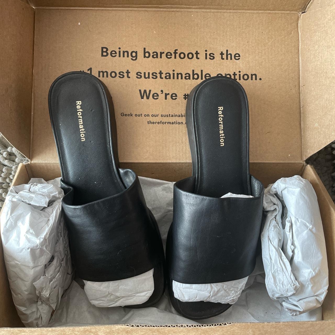Reformation Rue Platform Slide Sandal - Black Size... - Depop
