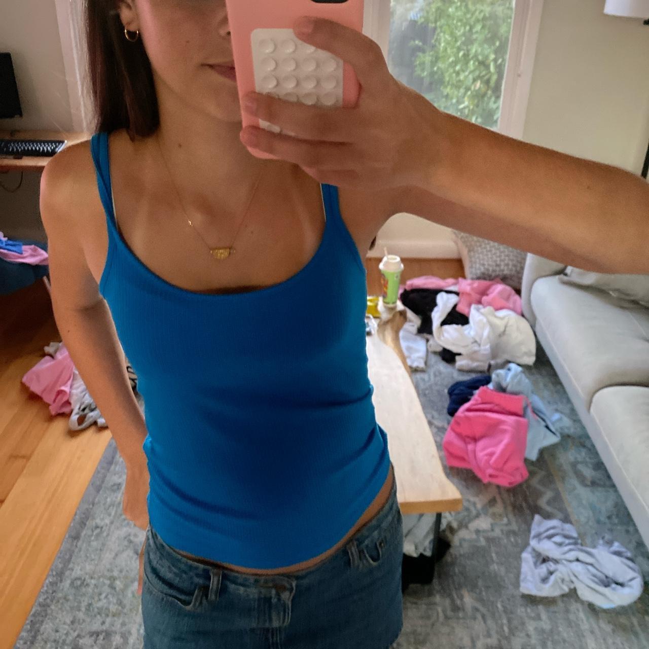 Blue tank from mango in Europe - Depop