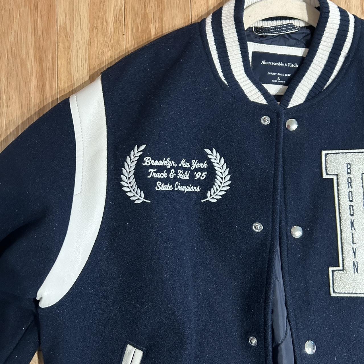 Navy blue Varsity Jacket Abercrombie & Fitch Size... - Depop