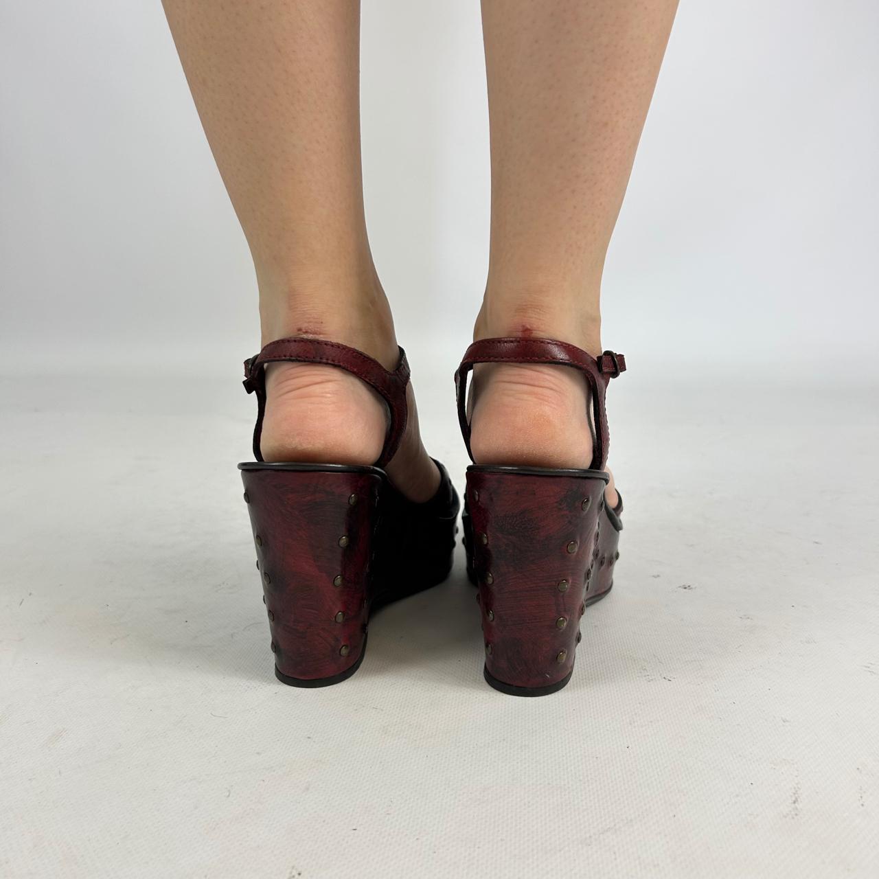 Unique Burgundy Platform Sandals Condition... - Depop