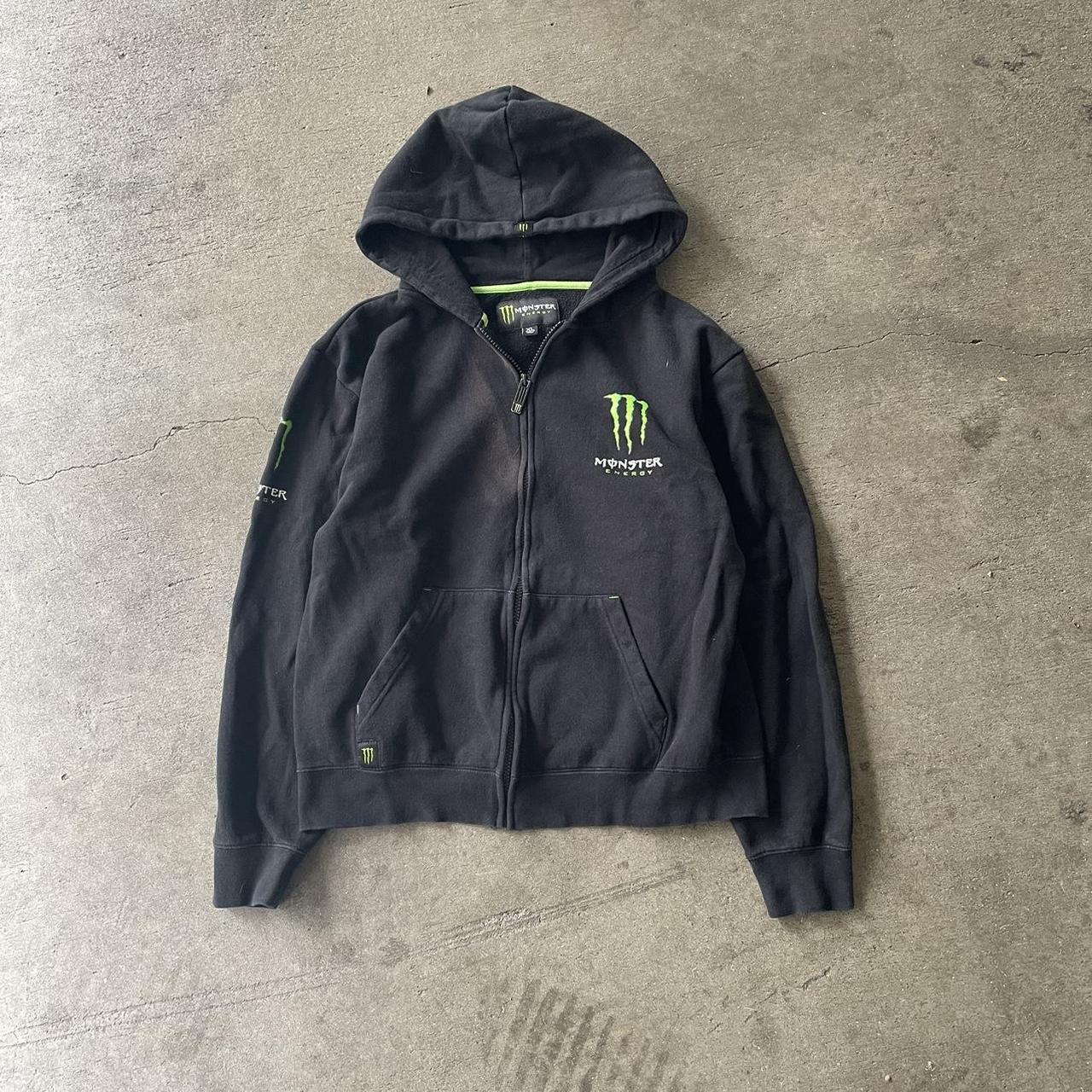 Y2K Grunge Monster Energy Zip Up hoodie Says XL,... - Depop