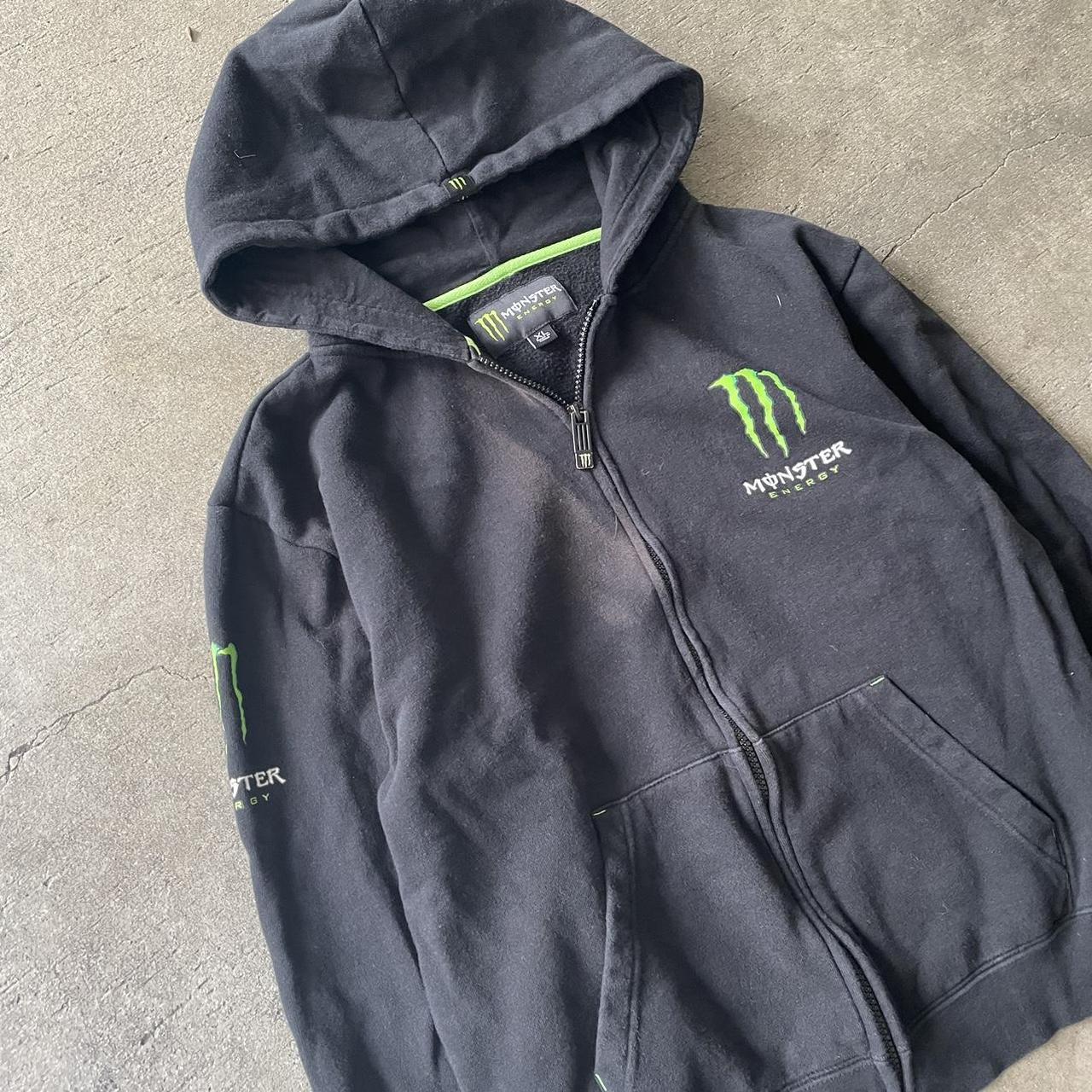 Y2K Grunge Monster Energy Zip Up hoodie Says XL,... - Depop